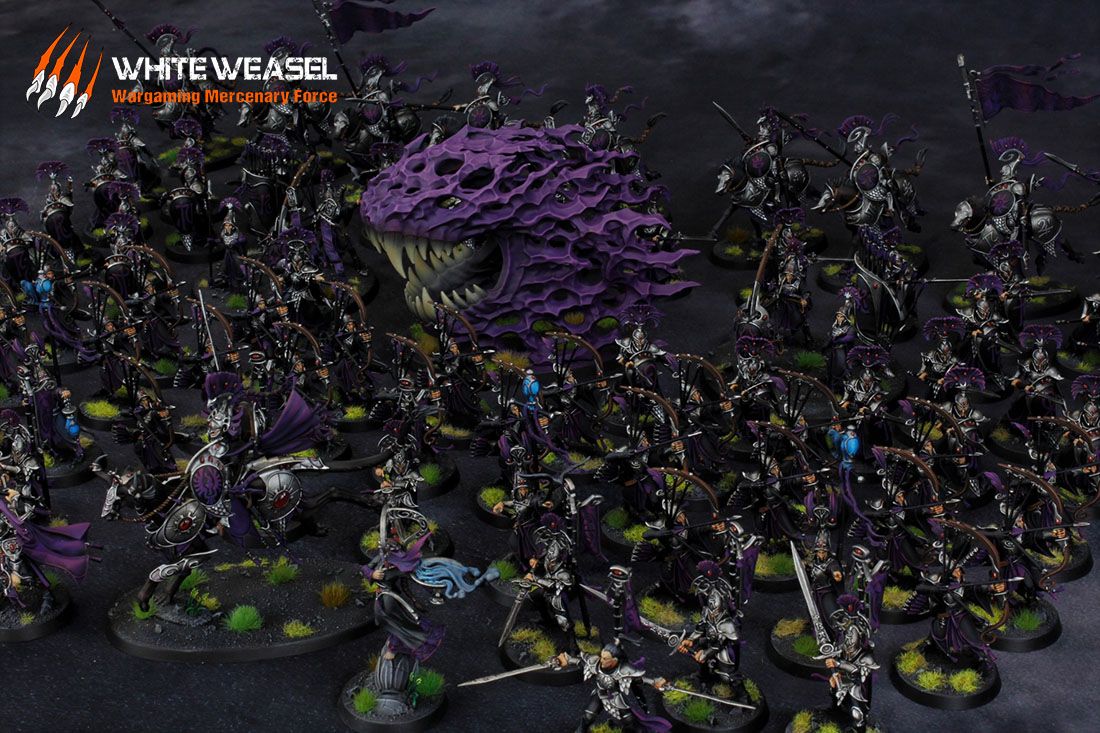 Lumineth Realm Lords army (Dark Elves scheme) - White Weasel Studio